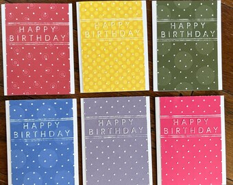 Happy Birthday Cards, Embossed, Set of 5, Handmade - Etsy