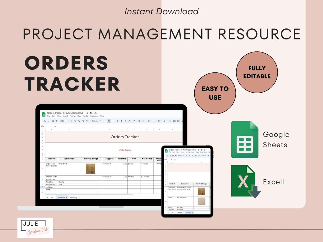 Orders Tracker, Specifications Template, Finishes Schedule Template, FF ...