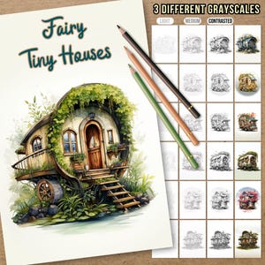 15 Adult Coloring Pages Tiny Houses Floral Fairytale Instant Download ...