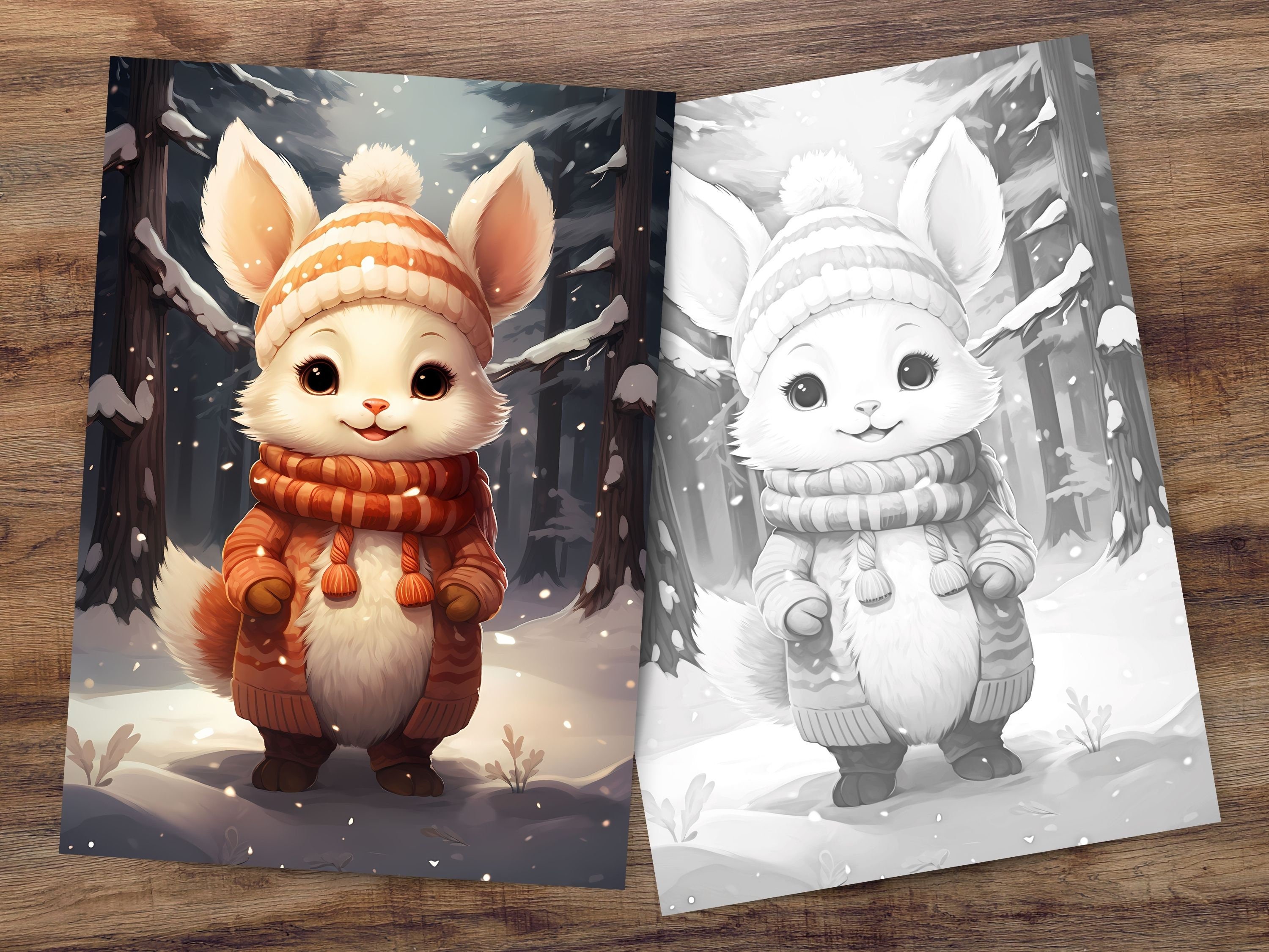 2 Cute Kawaii Snow Critters Coloring Pages Kawaii Animals - Etsy