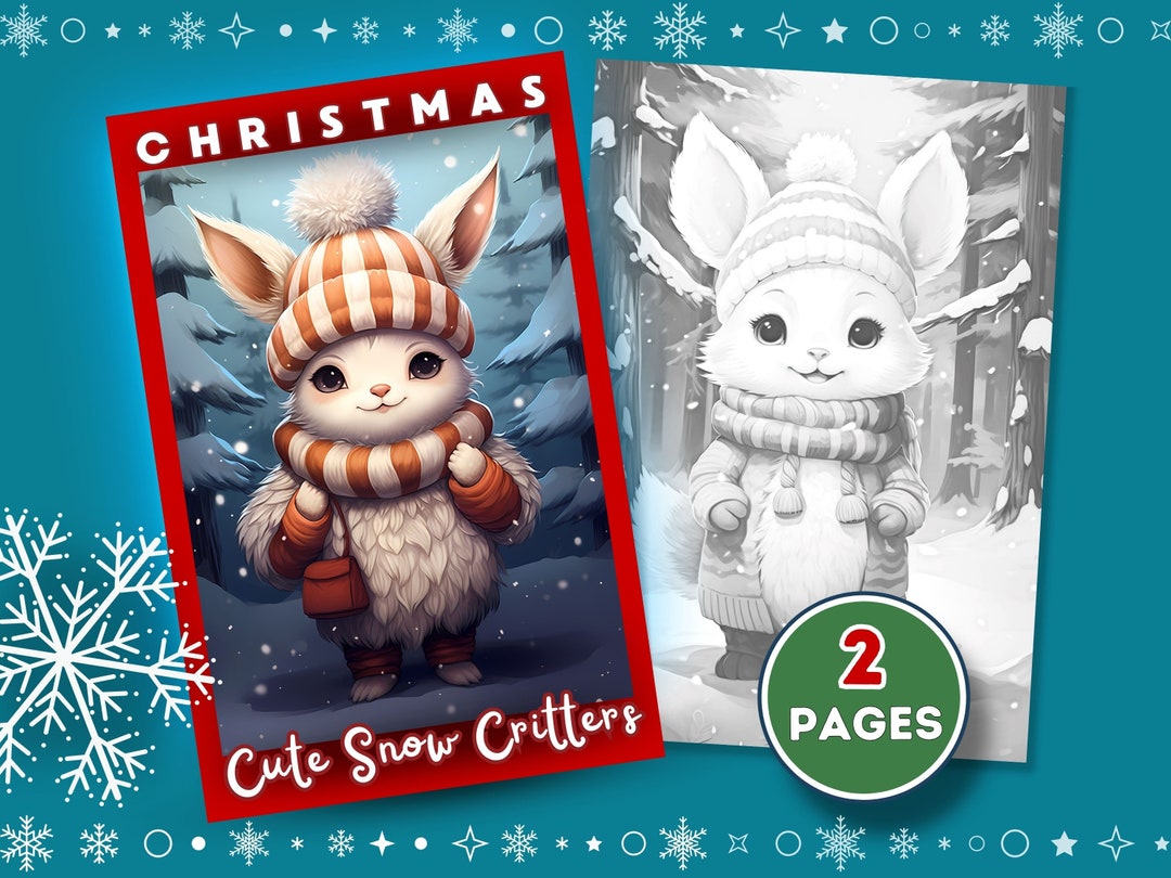 2 Cute Kawaii Snow Critters Coloring Pages Kawaii Animals - Etsy
