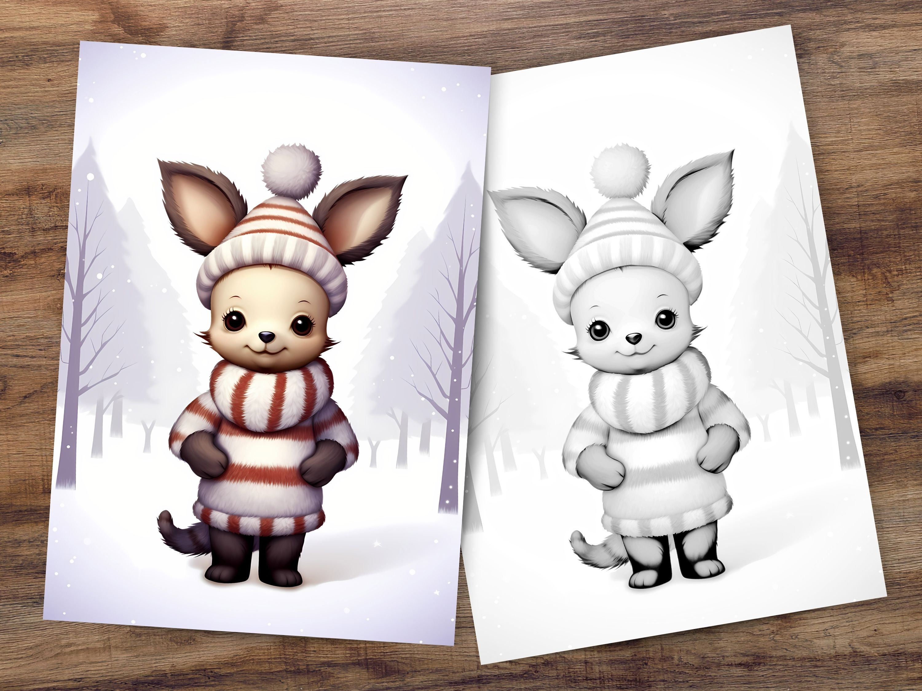 2 Kawaii Coloring Pages Chibi Animal Kawaii Animals Coloring - Etsy