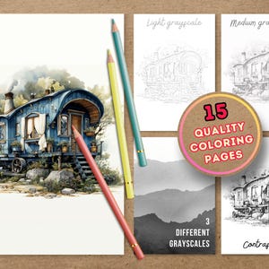 15 Adult Coloring Pages Tiny Houses Floral Fairytale Instant Download ...