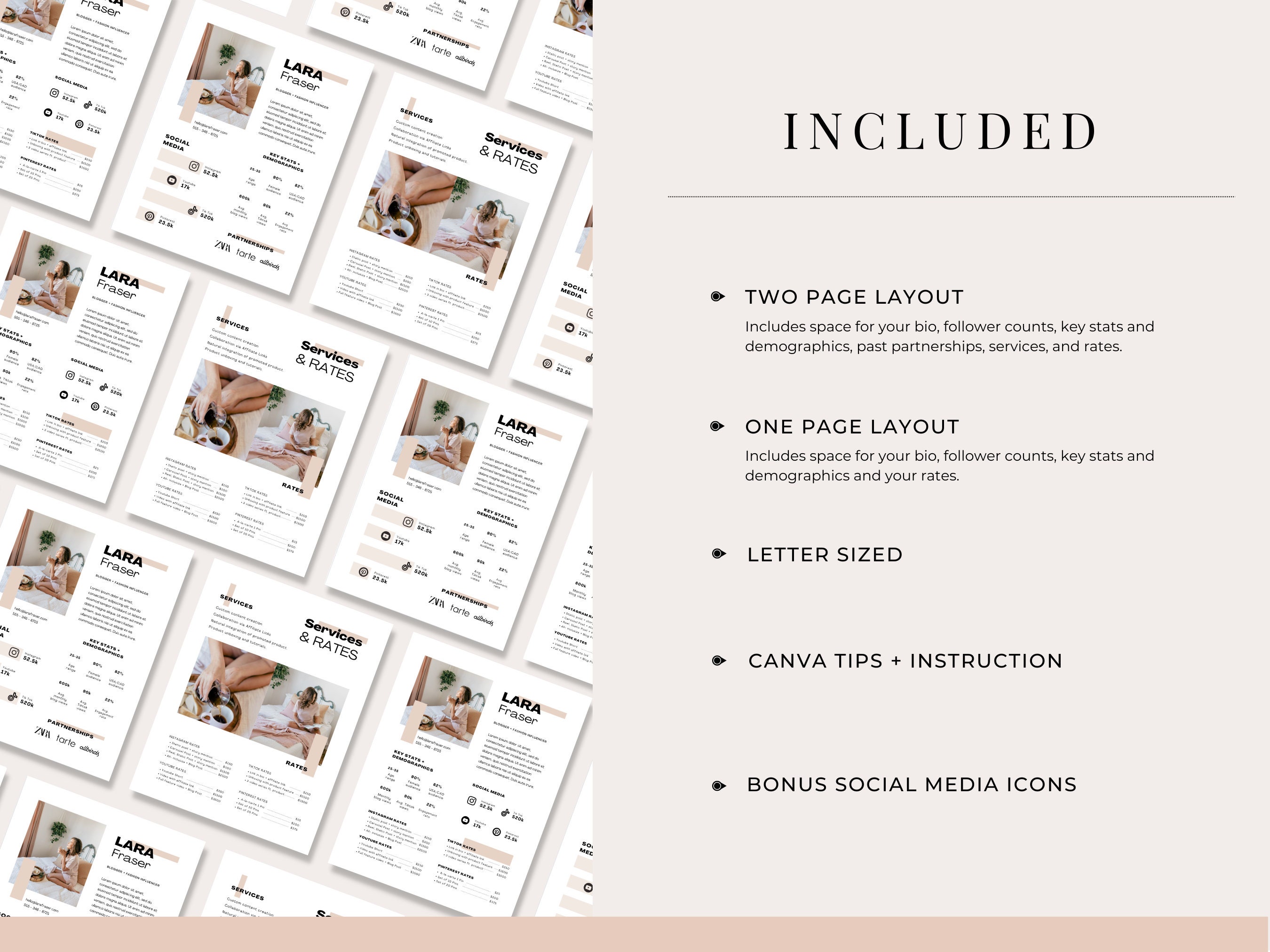 Influencer Media Kit for Canva, Social Media Template, Brand Ambassador ...