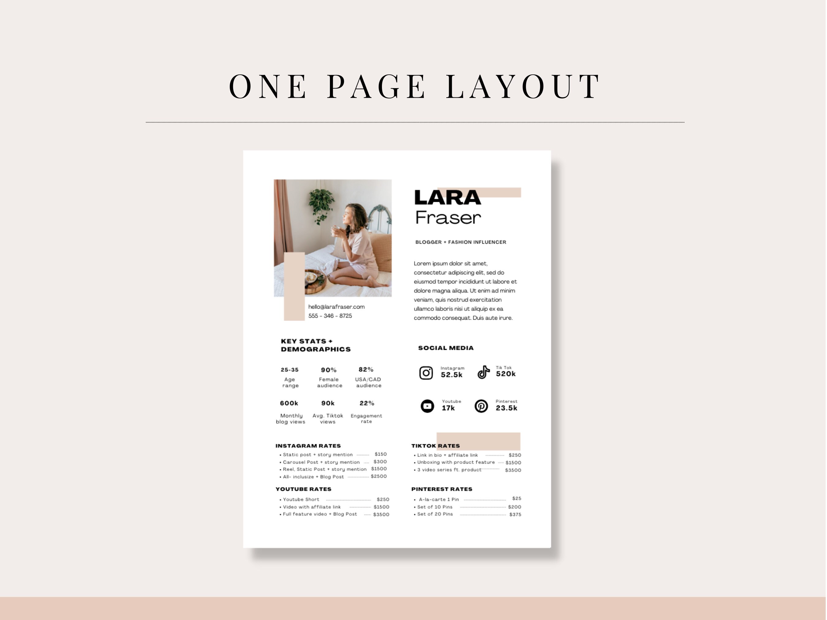 Influencer Media Kit for Canva, Social Media Template, Brand Ambassador ...