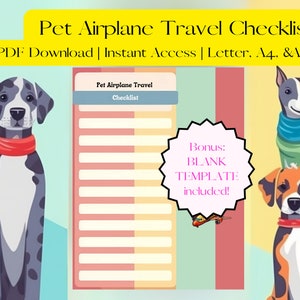 Printable Pet Plane Travel Checklist Dog Travel Essentials Complete and ...