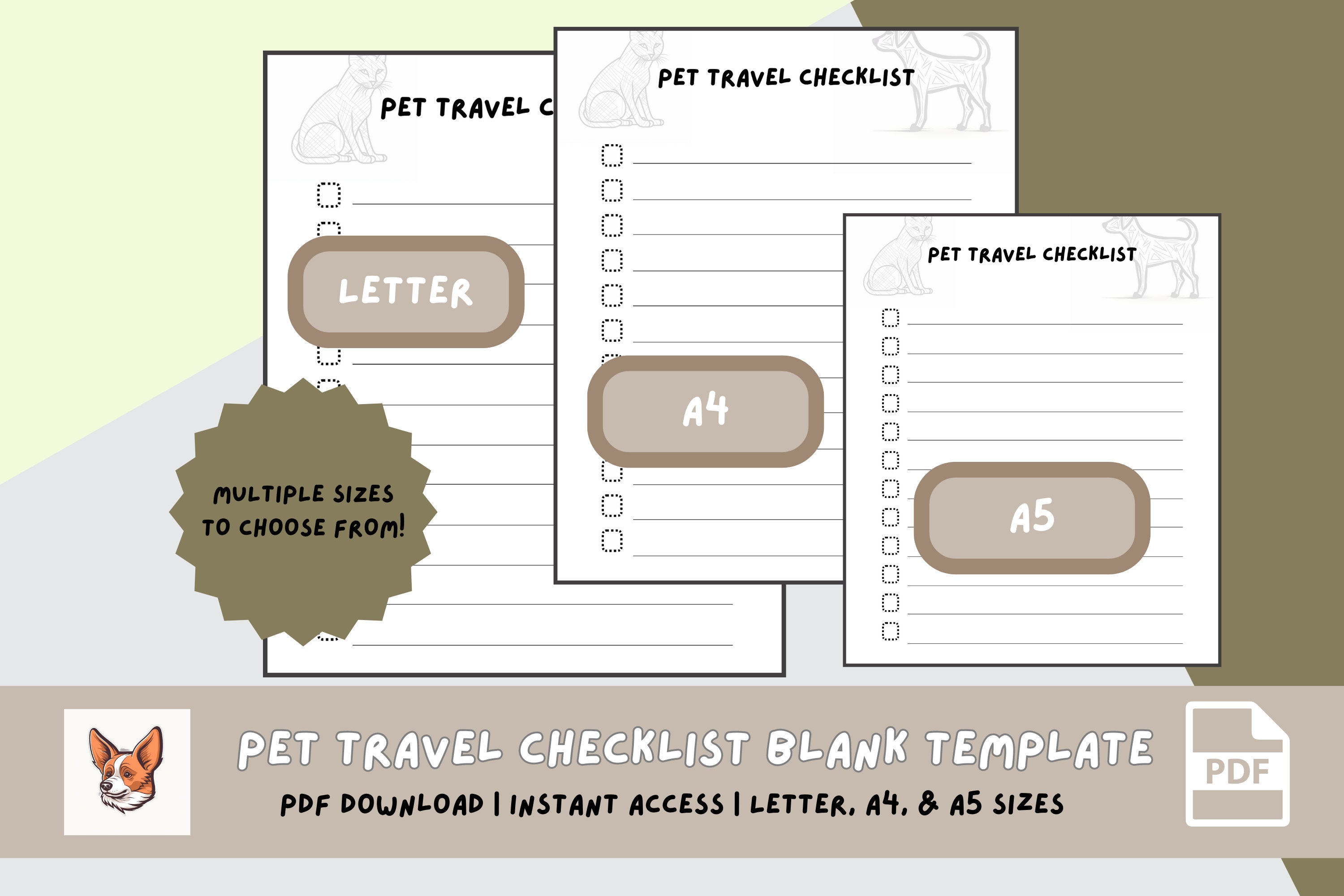 Printable Pet Travel Checklist - Pet Travel Essentials - Perfect for ...