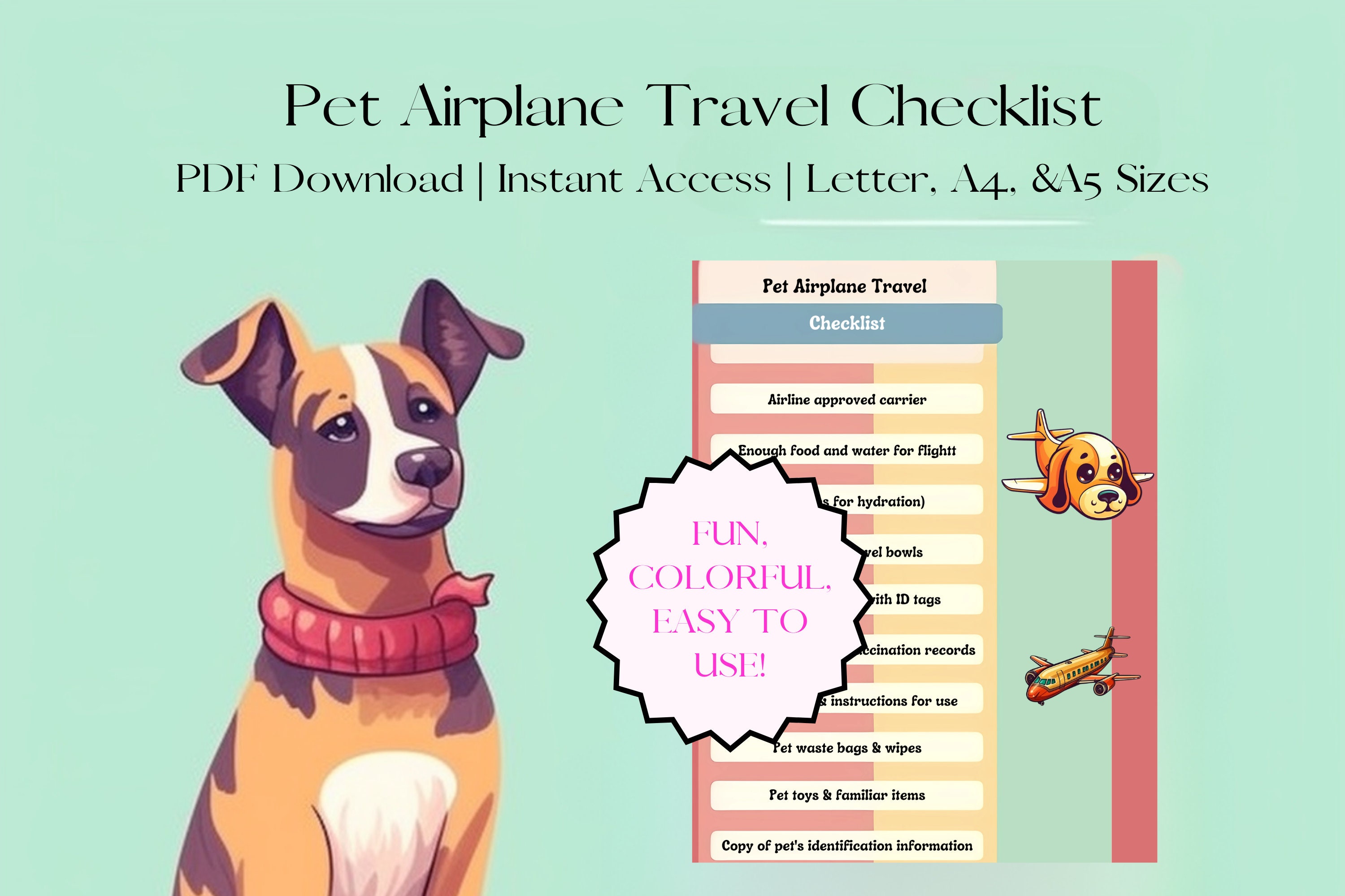 Printable Pet Plane Travel Checklist Dog Travel Essentials Complete and ...