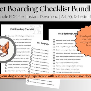 Printable Pet Boarding Checklist - Dog Boarding Essentials - Perfect ...