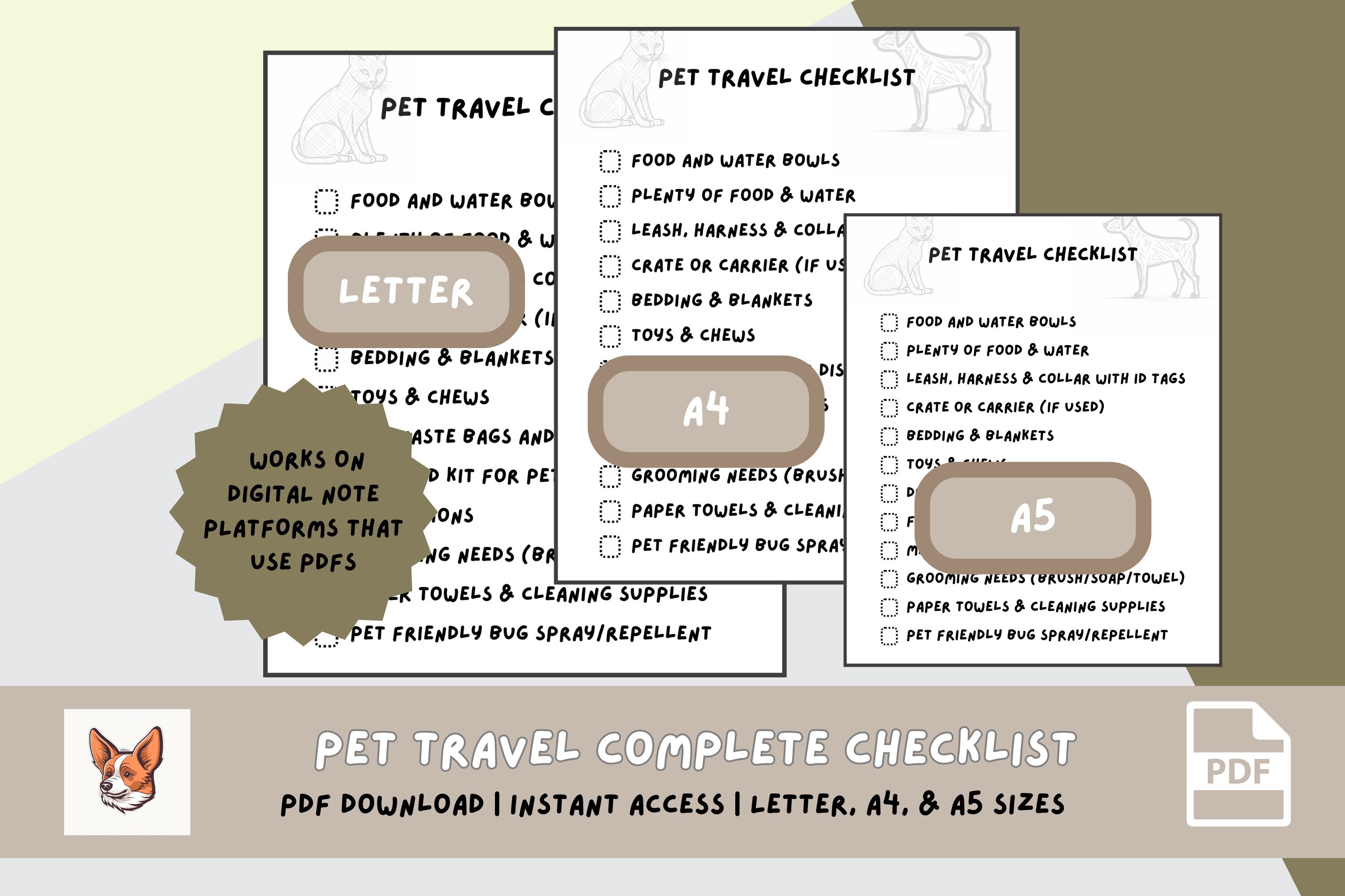 Ultimate Pet Travel Checklist PDF Download Printable Digital Download ...