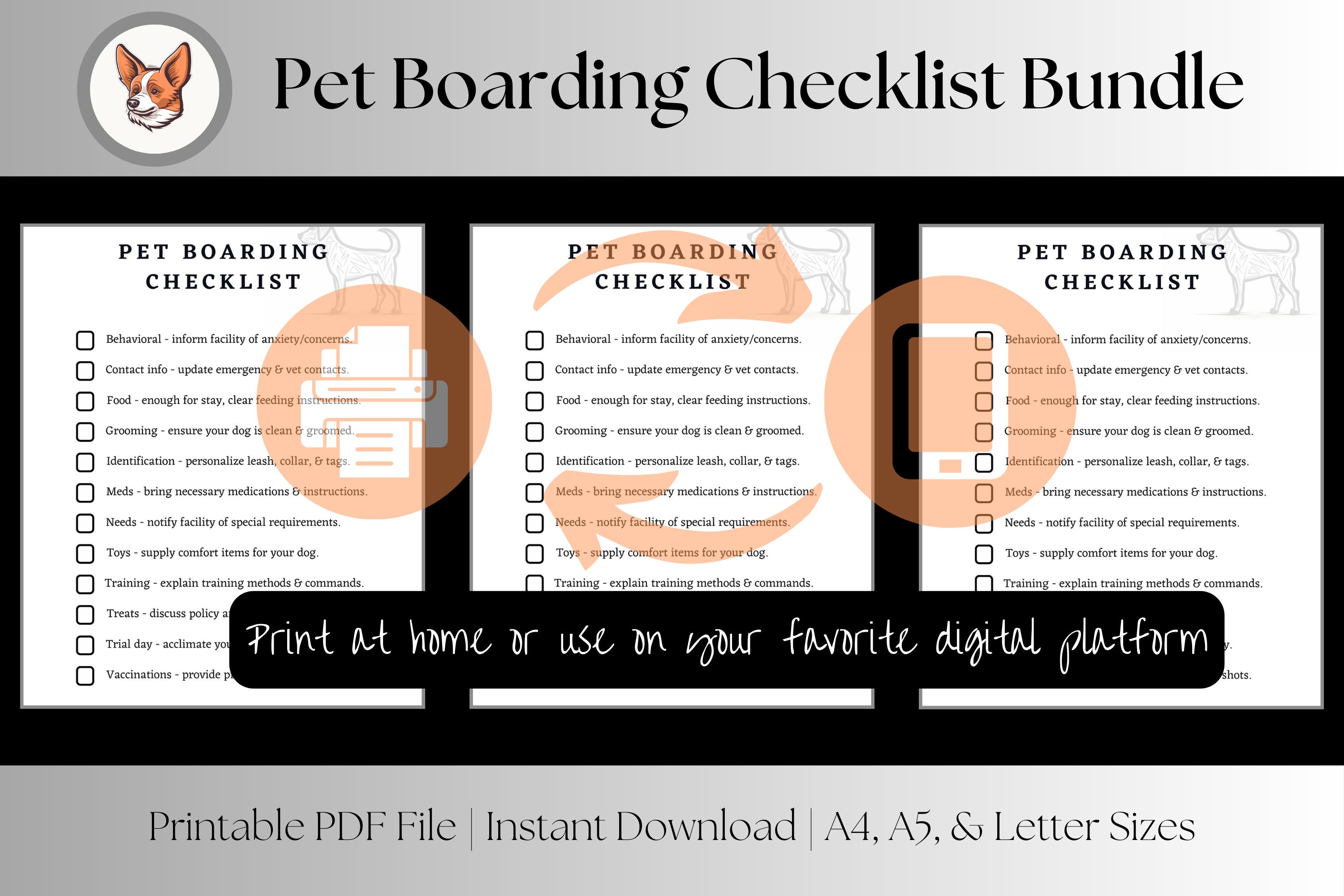 Printable Pet Boarding Checklist Dog Boarding Essentials Perfect for ...