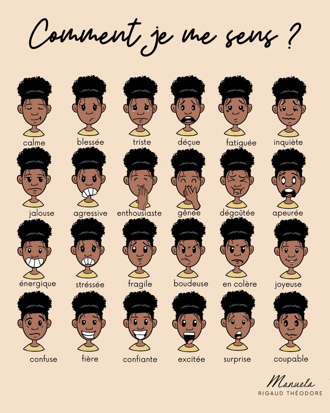 Affiche des émotions Tania Comment je me sens - Etsy France