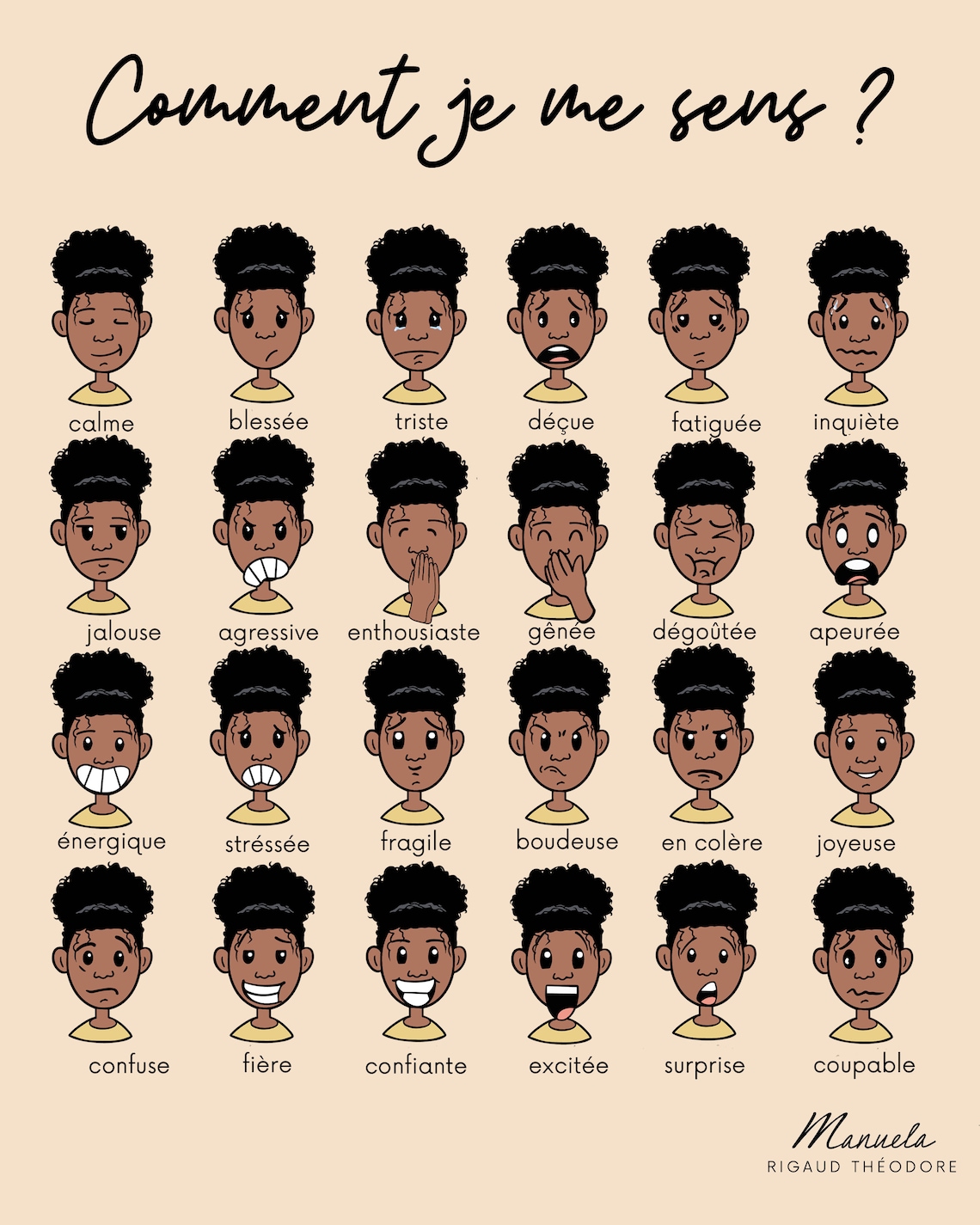 Affiche des émotions Tania Comment je me sens - Etsy France