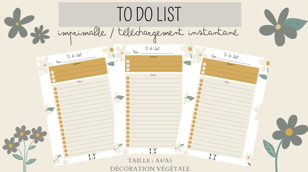 To-do List Efficiency to Do List Template Productivity Checklist A4,A5 ...