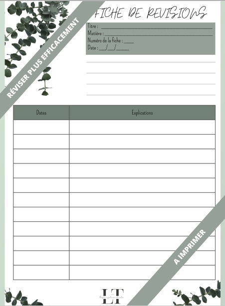 Student Review Sheet Template Study Effectively Revision Sheet A4,A5 ...