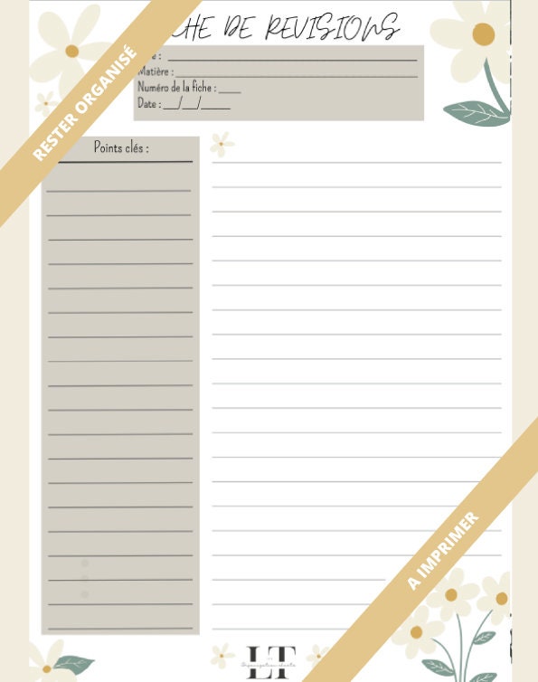 Revision Sheet for Students Template Study Effectively Revision Sheet ...