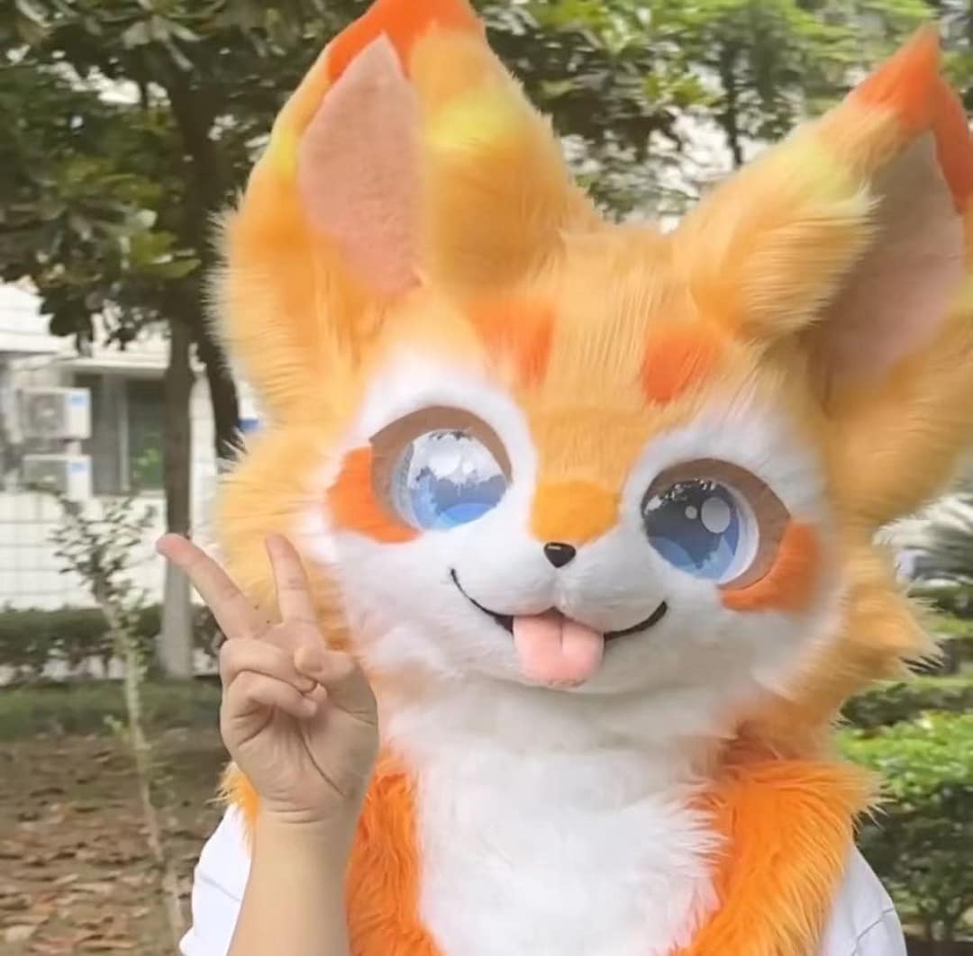 Kemono Fursuit Orange Cat Fursuit Head Japanese Style Fantasy Creatures ...