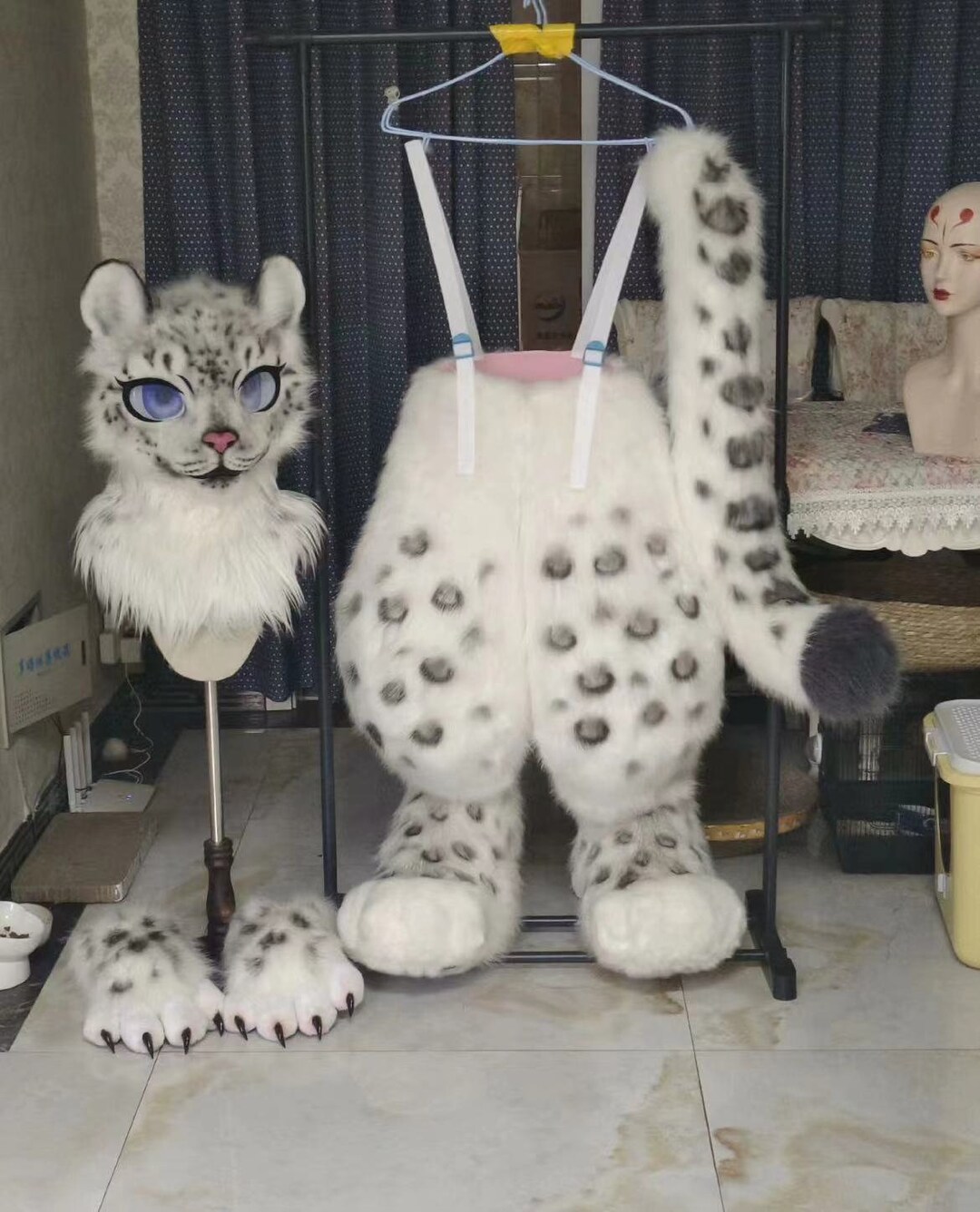 Spot Goods Fursuit Little Snow Leopard Furry Fursona Fursuit Full Body ...