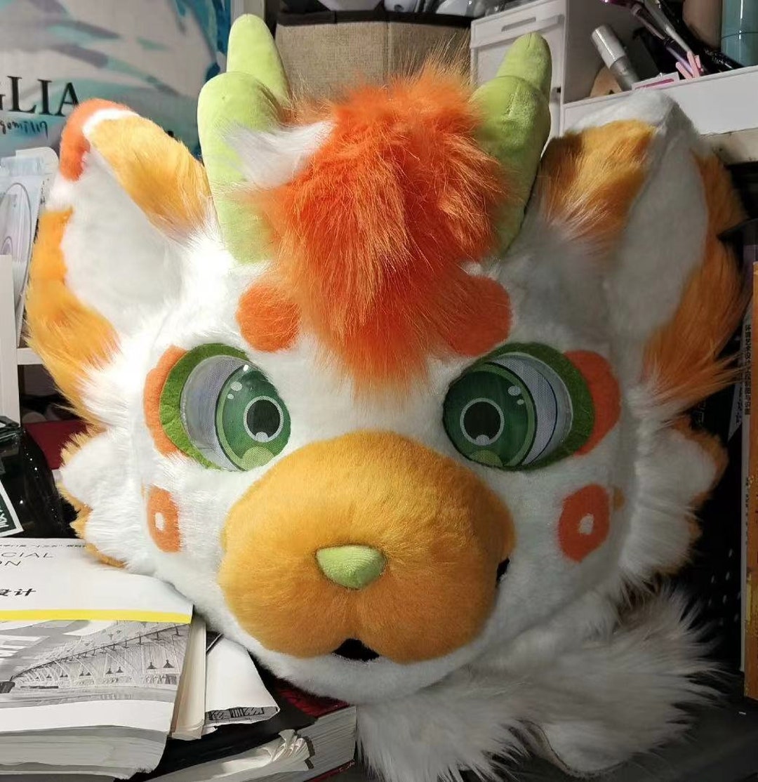 Kemono Fursuit Naranja dragón fursuit Cabeza criaturas de fantasía de ...