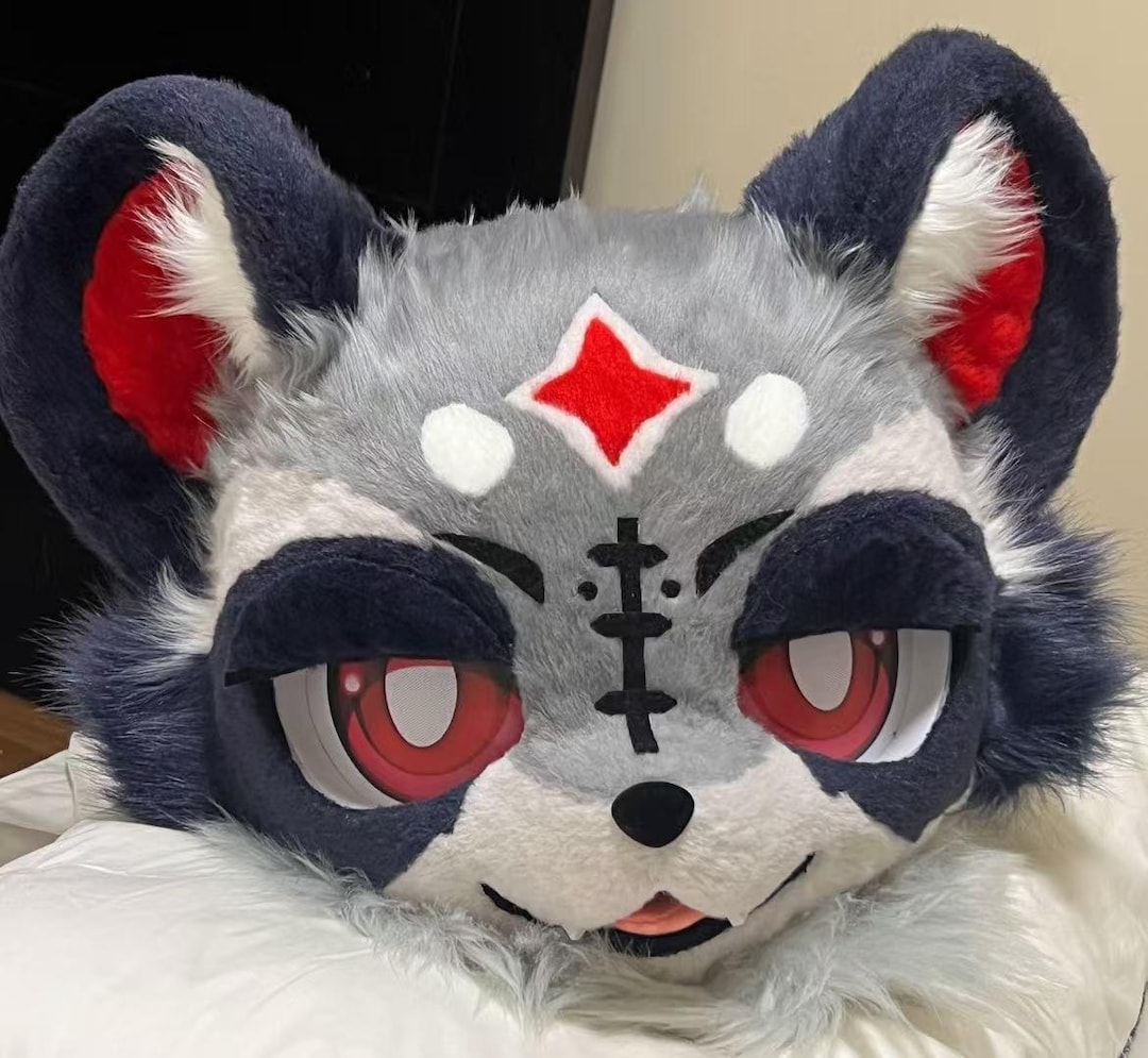Raccoon Kemono Fursuit Head Japanese Style Fantasy Creatures Fursuit ...
