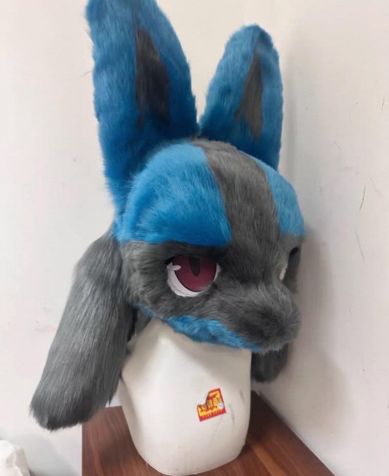Lucario Fursuit Head | Kemono Style Poke Mon Costume Mask | Custom ...