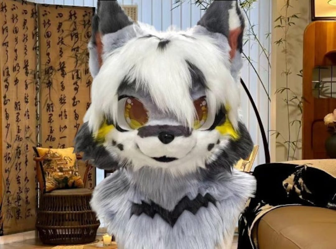 Kemono Fursuit Silver Puppy Fursuit Head Japanese Style Fantasy ...