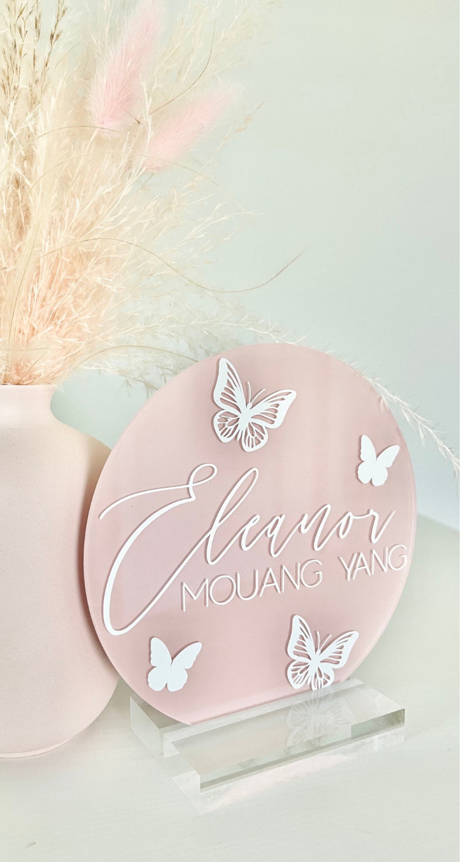Acrylic Butterfly Sign Baby Girl Announcement Sign Baby Name Sign Light ...