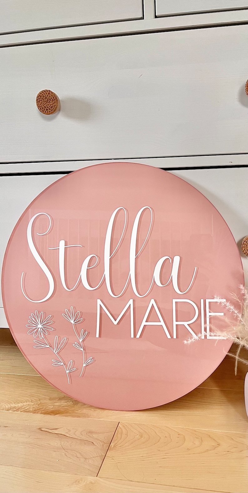 Pink Girl Nursery Sign Flower Name Sign Boho Flower Nursery - Etsy
