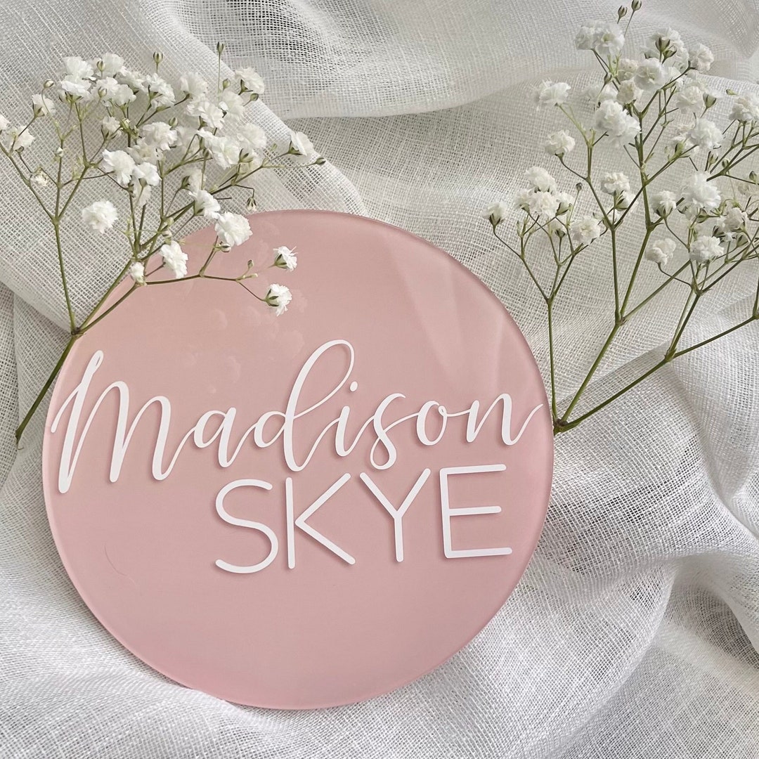 Light Pink Baby Nursery Round Acrylic Nursery Sign Baby Girl Nursery ...
