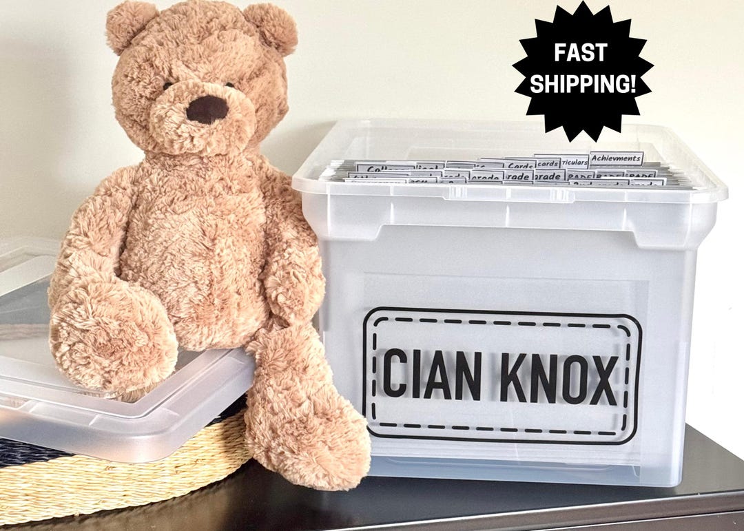 Kids File Box Kids Memory Tote Box Kids School Art Storage Box ...