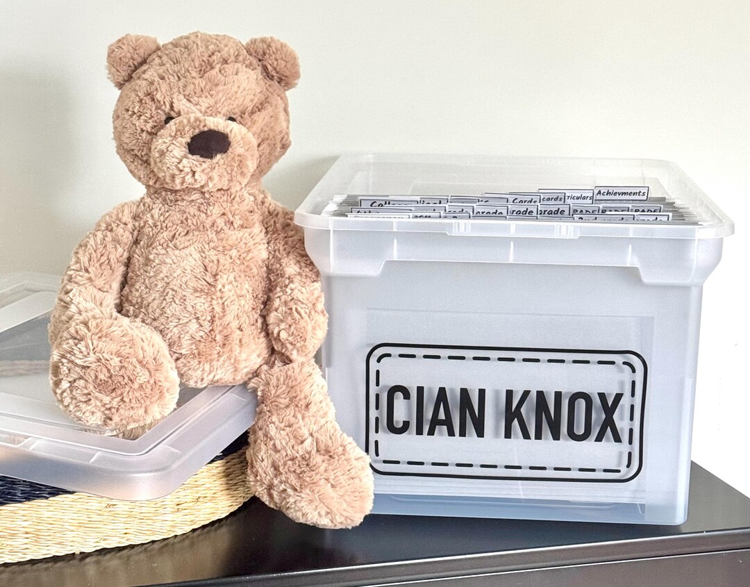 Kids File Box Childrens Memory Box Milestone Tote School Art Baby ...