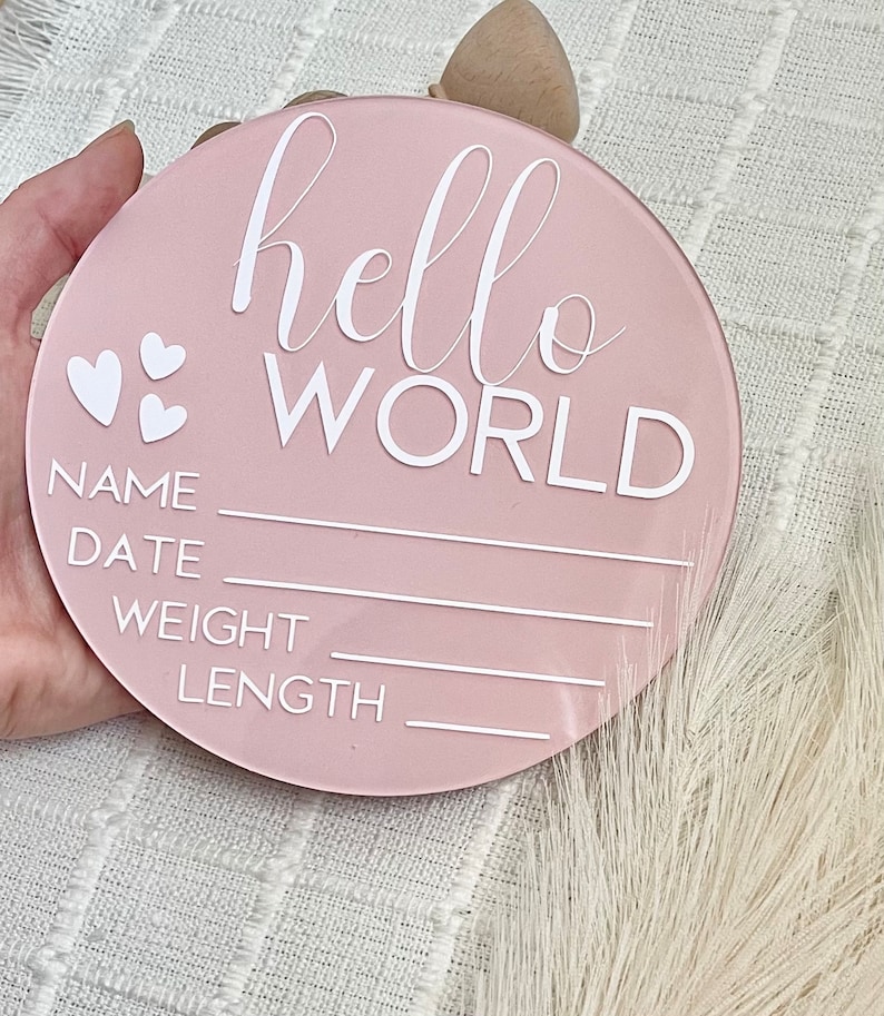 Hello World Birth Announcement Acrylic Baby Stats Sign Light - Etsy
