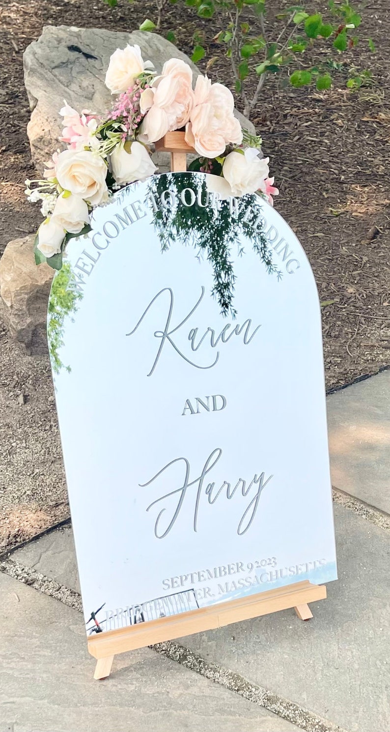 Custom Arch Mirror Acrylic Wedding Sign Mirror Welcome Sign Arch Gold ...
