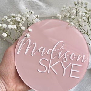 Light Pink Baby Nursery Round Acrylic Nursery Sign Baby Girl Nursery ...