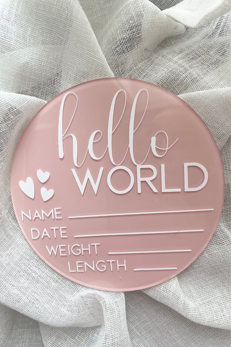 Hello World Birth Announcement Acrylic Baby Stats Sign Light - Etsy