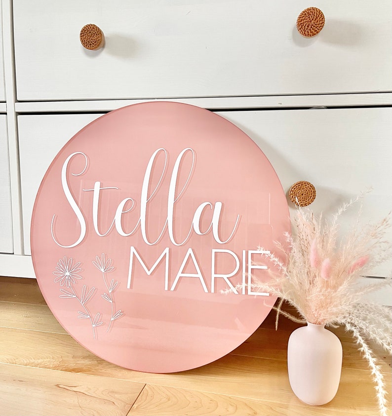 Pink Girl Nursery Sign Flower Name Sign Boho Flower Nursery - Etsy