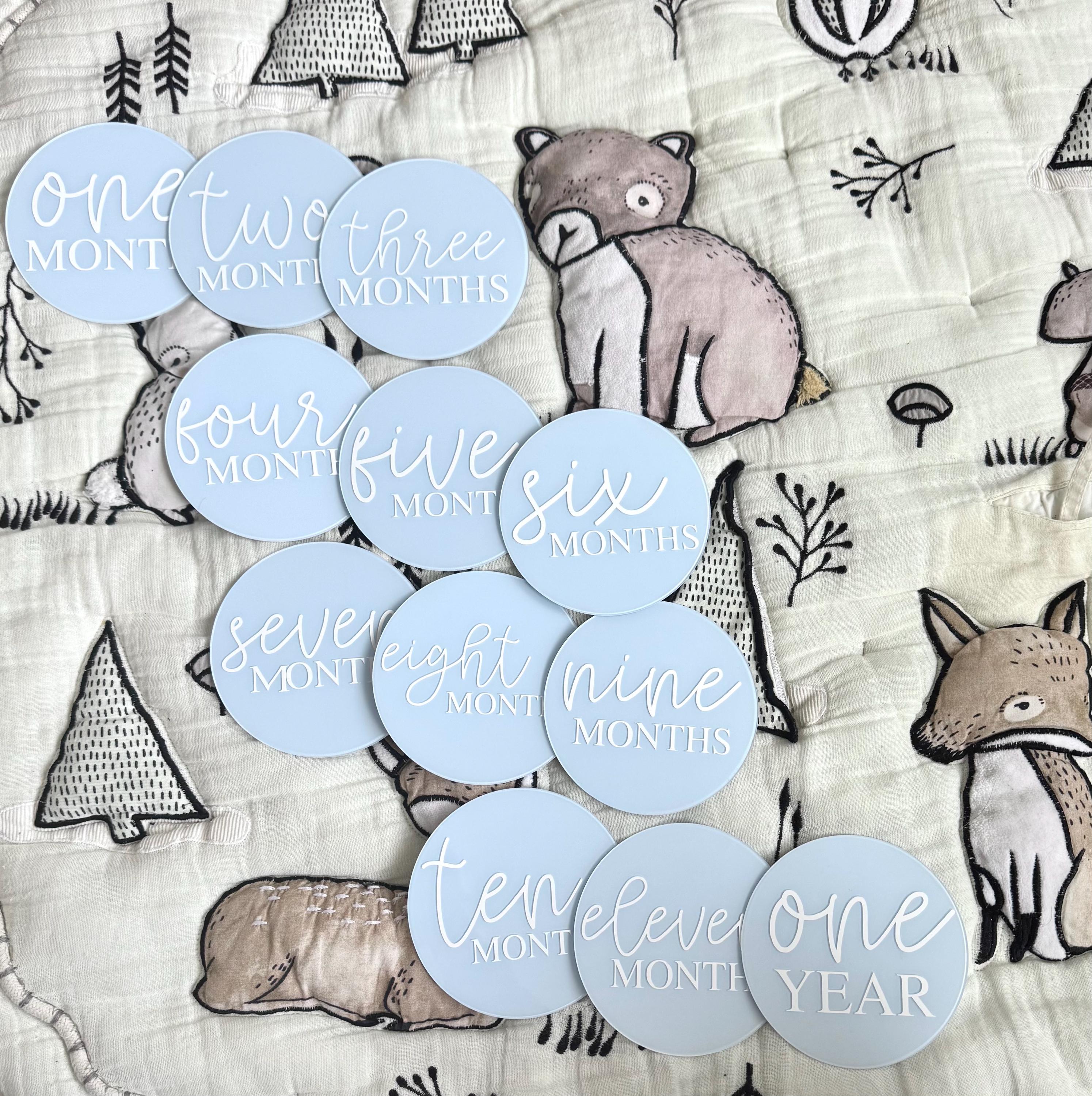 Acrylic Milestone Disc Baby Boy Milestones Sky Blue Milestone Cards ...