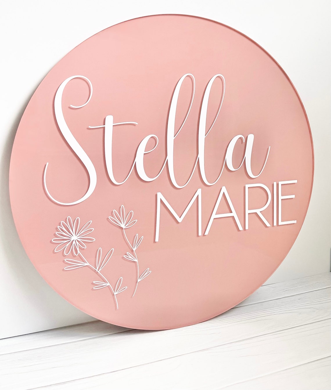 Pink Girl Nursery Sign Flower Name Sign Boho Flower Nursery - Etsy