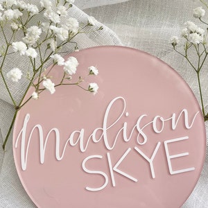Light Pink Baby Nursery Round Acrylic Nursery Sign Baby Girl Nursery ...