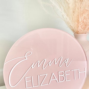 Blush Baby Name Sign Minimal Girl Nursery Decor Welcome Baby Name Sign ...