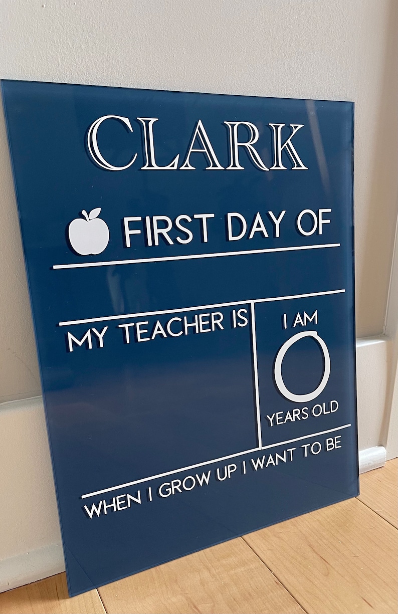 Personalized First Day of School Sign Acrylic Back to School Sign ...