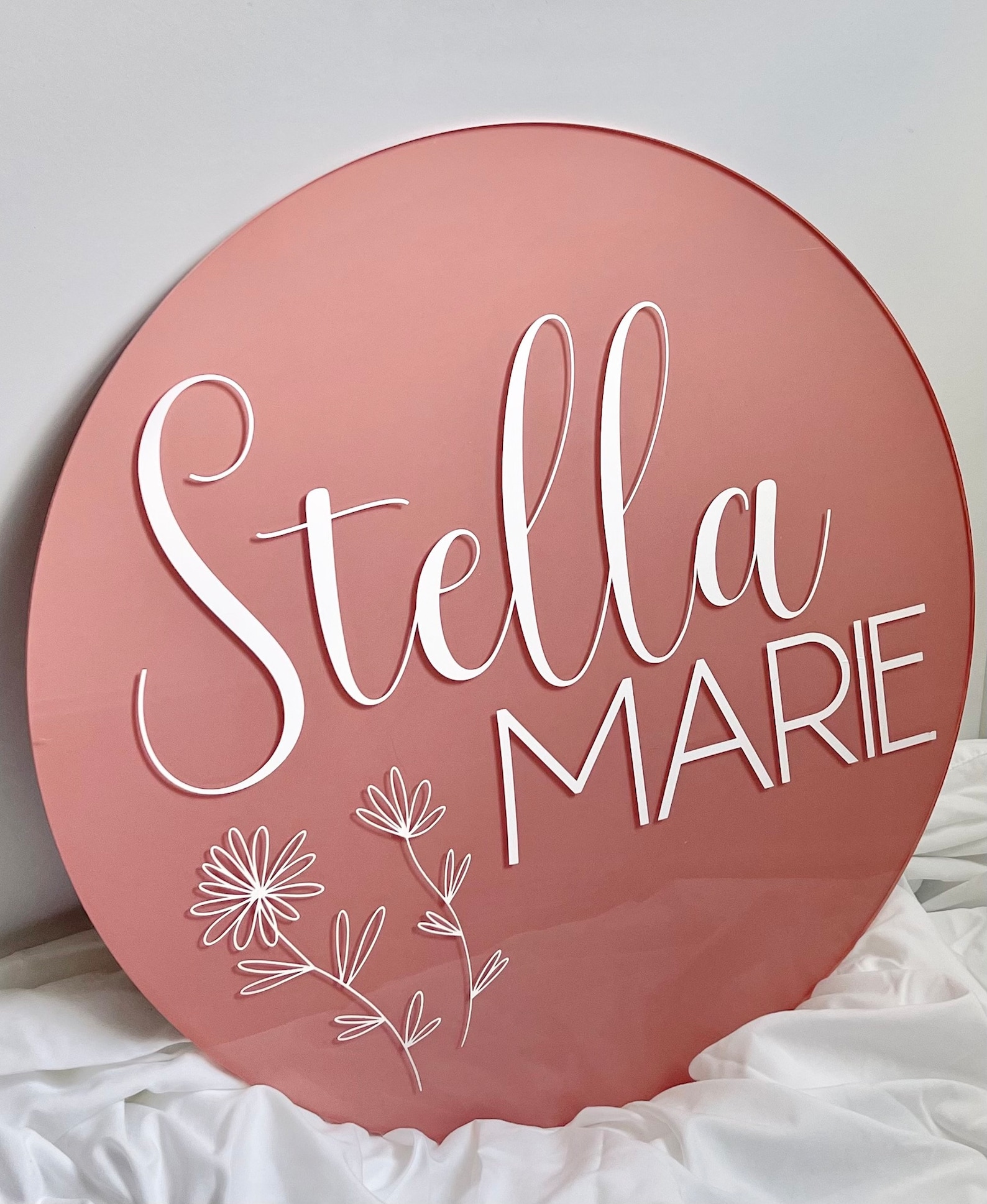 Pink Girl Nursery Sign Flower Name Sign Boho Flower Nursery - Etsy