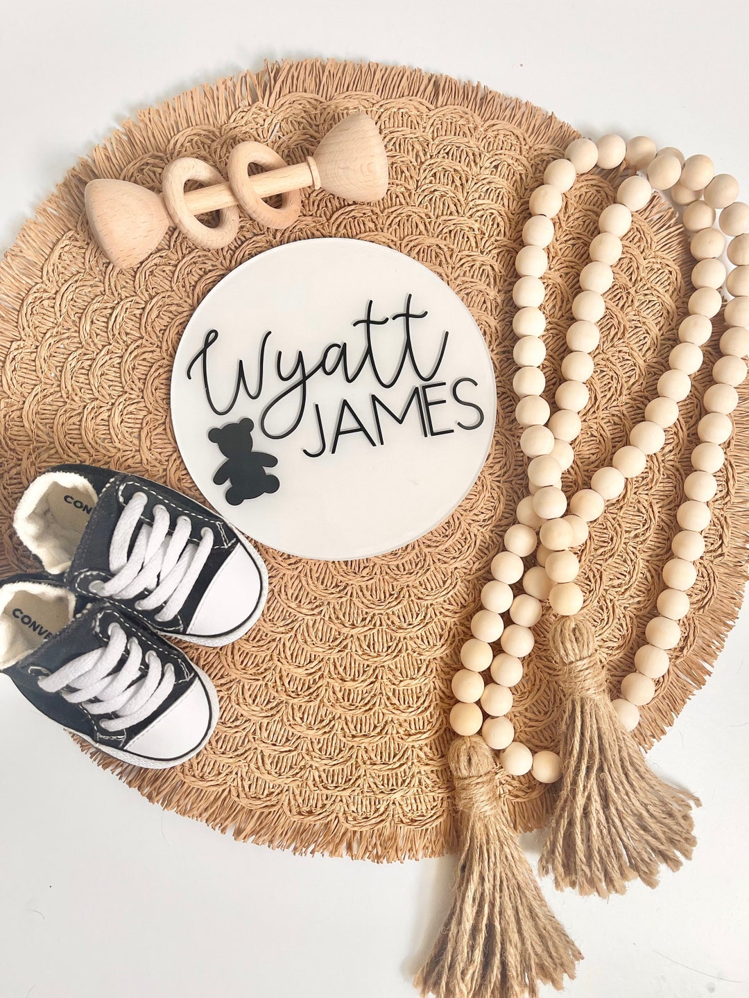 Custom Baby Name Sign Teddy Bear Nursery Decor Baby Arrival Hospital ...