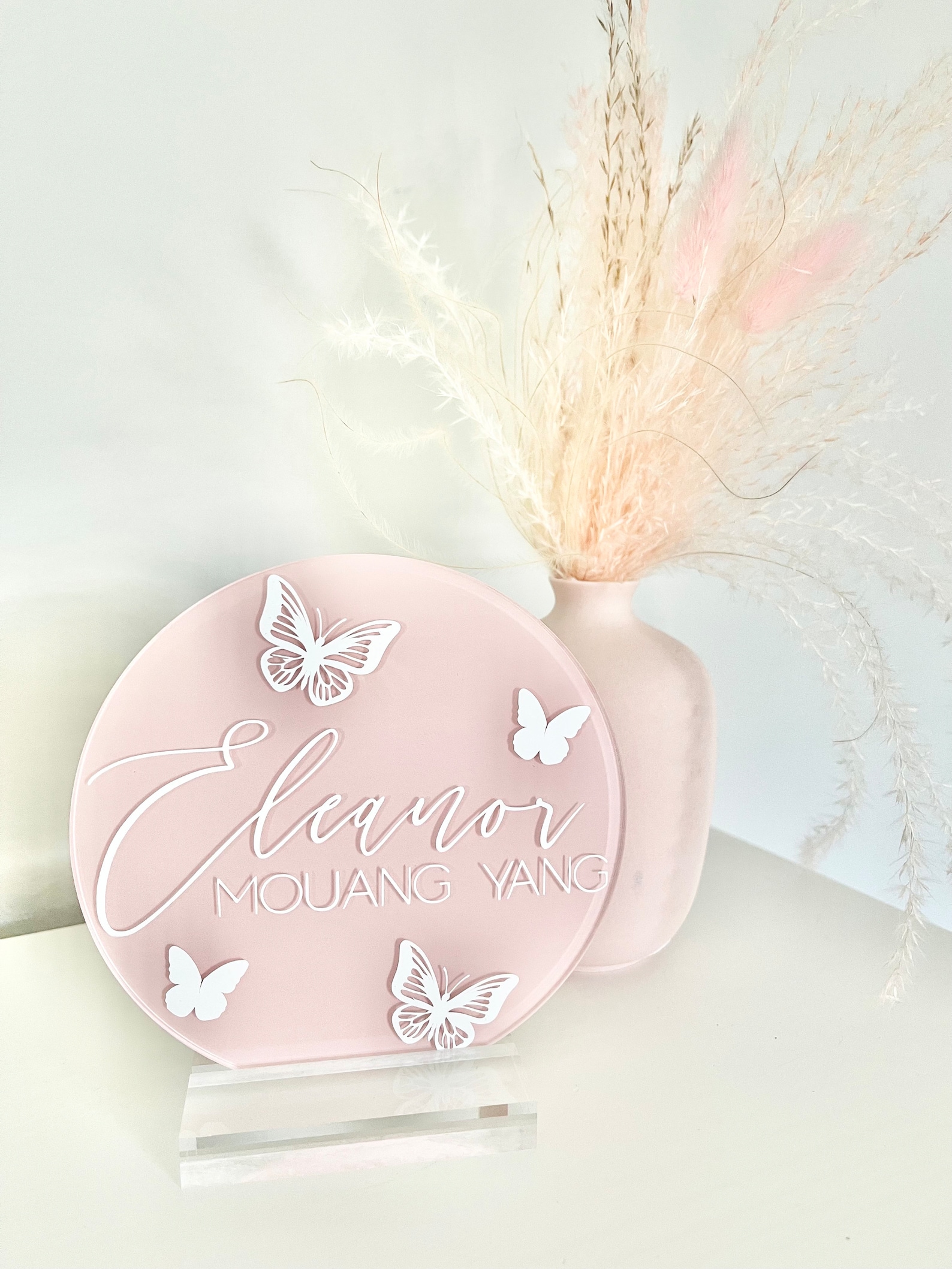 Acrylic Butterfly Sign Baby Girl Announcement Sign Baby Name Sign Light ...