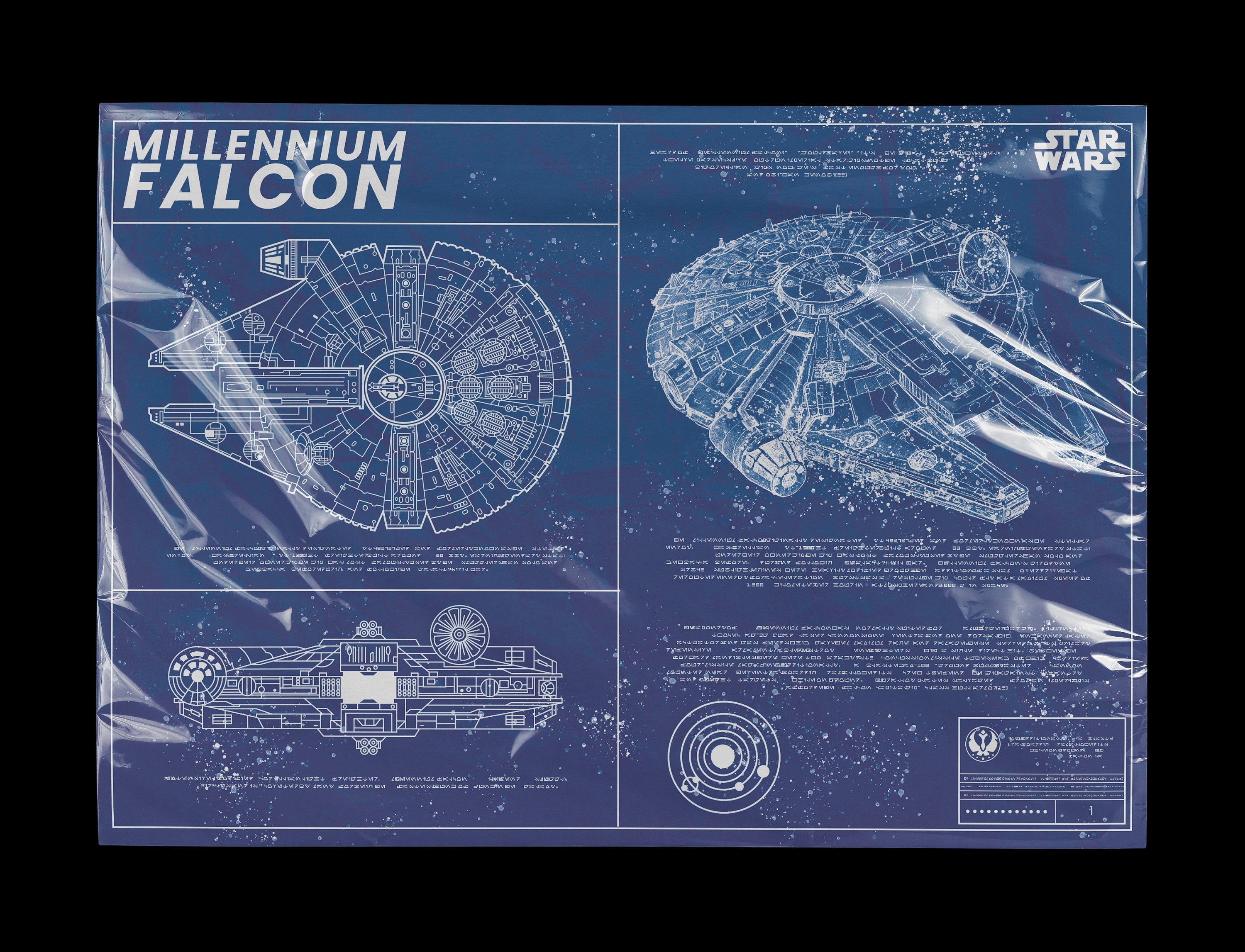 Star Wars Millennium Falcon Blueprint Design Poster George Lucas ...