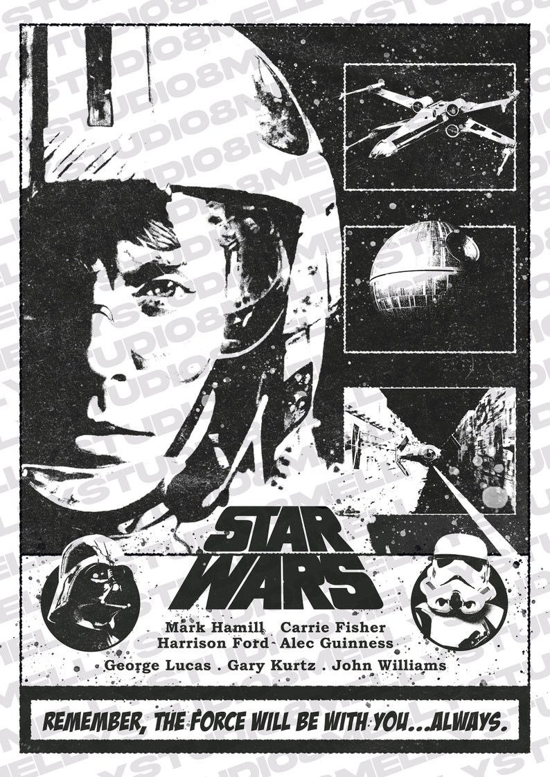 Star Wars New Hope Digital Poster, George Lucas, Movie Poster, Jedi ...