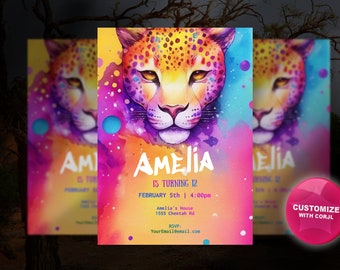Cheetah Print Birthday Invitation Cheetah Print and Pink - Etsy