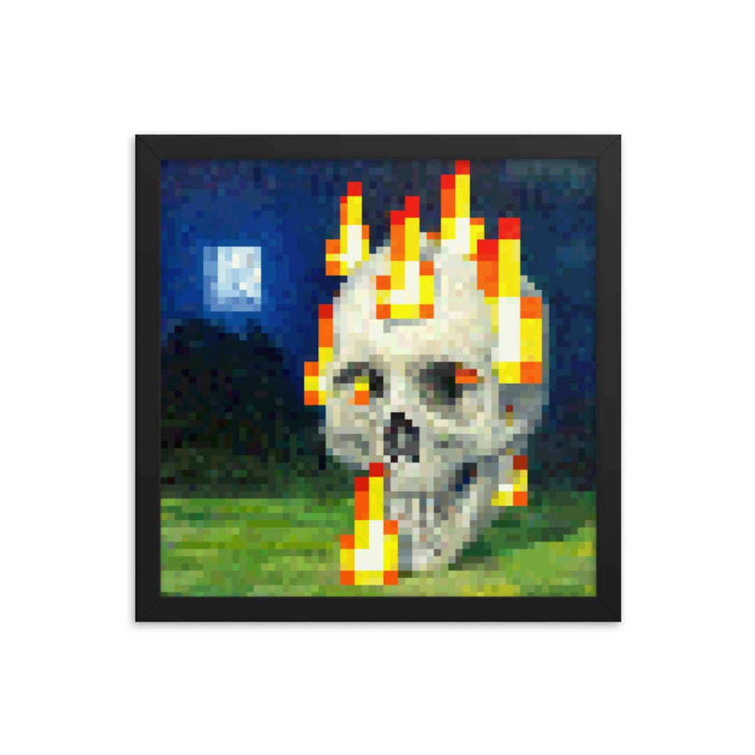 Minecraft Painting - Skull on Fire - Framed Poster - Etsy