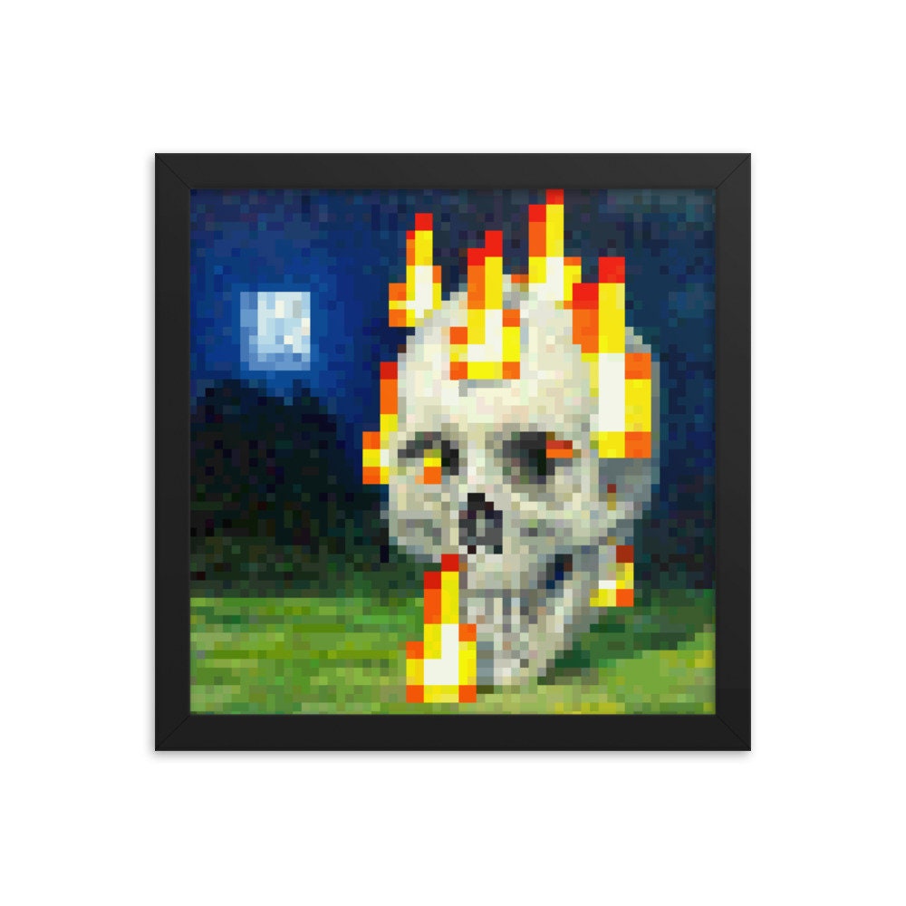 Minecraft Painting - Skull on Fire - Framed Poster - Etsy