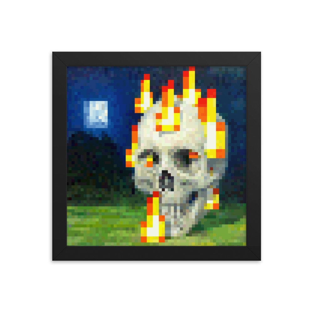Minecraft Painting - Skull on Fire - Framed Poster - Etsy
